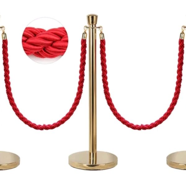Red twisted rope (1.5m long for bollards) | Candles Event Hire