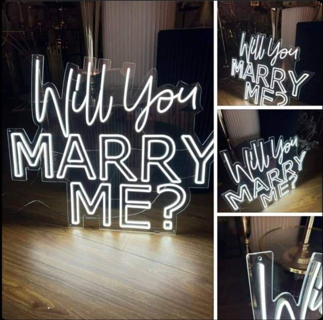 “will You Marry Me” Neon Sign Proposal 1100mmh X 850mmw Power Cord